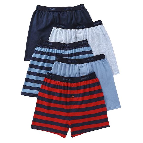 Hanes | Underwear & Socks | Hanes Premium Cotton Assorted Knit Boxers 5 Pack Assorted 79bp5 ...